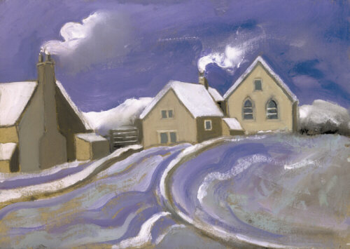 A Painting by Juliet Harmer - Snow in the Cotswolds