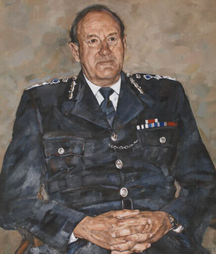 Portrait of Lord Stevens - commissioned painting by Sarah Bryant